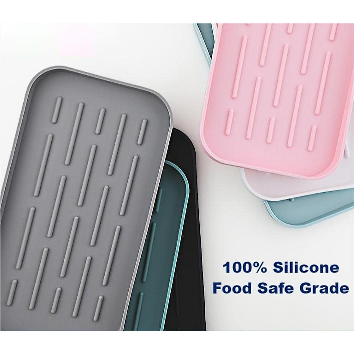Silicone Kitchen Sink Organizer, Sponges Holder, Soap Rack 9.96 x 5.24 Inches, Silicone Tray for Sponge, Dispenser, Scrubber and Other Kitchen and Bathroom Accessories Color Teal Pack 2
