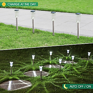 Eyrosa Solar Lights Outdoor, 15 Pack Waterproof Stainless Steel Solar Stake Lights for Pathway Garden Yard Path Walkway Driveway Lawn Patio Outside Decor, Cool White