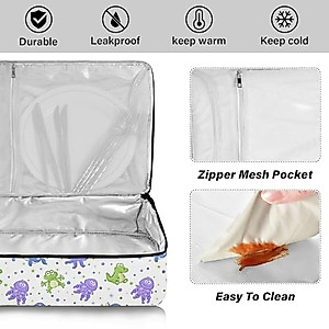 Kcldeci Insulated Thermal Food Carrier Insulated Casserole Carrier for Hot or Cold Food,Turtle Crocodile Octopus Insulated Tote Bag for Potluck Cookouts Parties Picnic,Lasagna Lugger