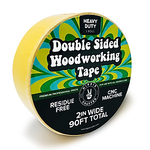 Wide Double Stick Tape Double Sided Woodworking Tape Double Sided 2" inch Wide Wood Tape for Woodworkers CNC Machines Routing Templates Strong Double Sided Tape Heavy Duty Sticky Tape 90 Feet