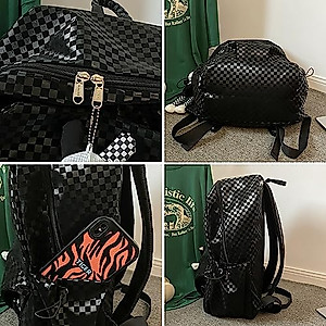 Verdancy Kawaii Backpack for Teens School College Students Travel Checkered Aesthetic Bookbag Schoolbag Casual Daypack (Yellow)