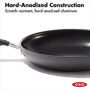 OXO Good Grips 10" Frying Pan Skillet, 3-Layered German Engineered Nonstick Coating, Stainless Steel Handle with Nonslip Silicone, Black
