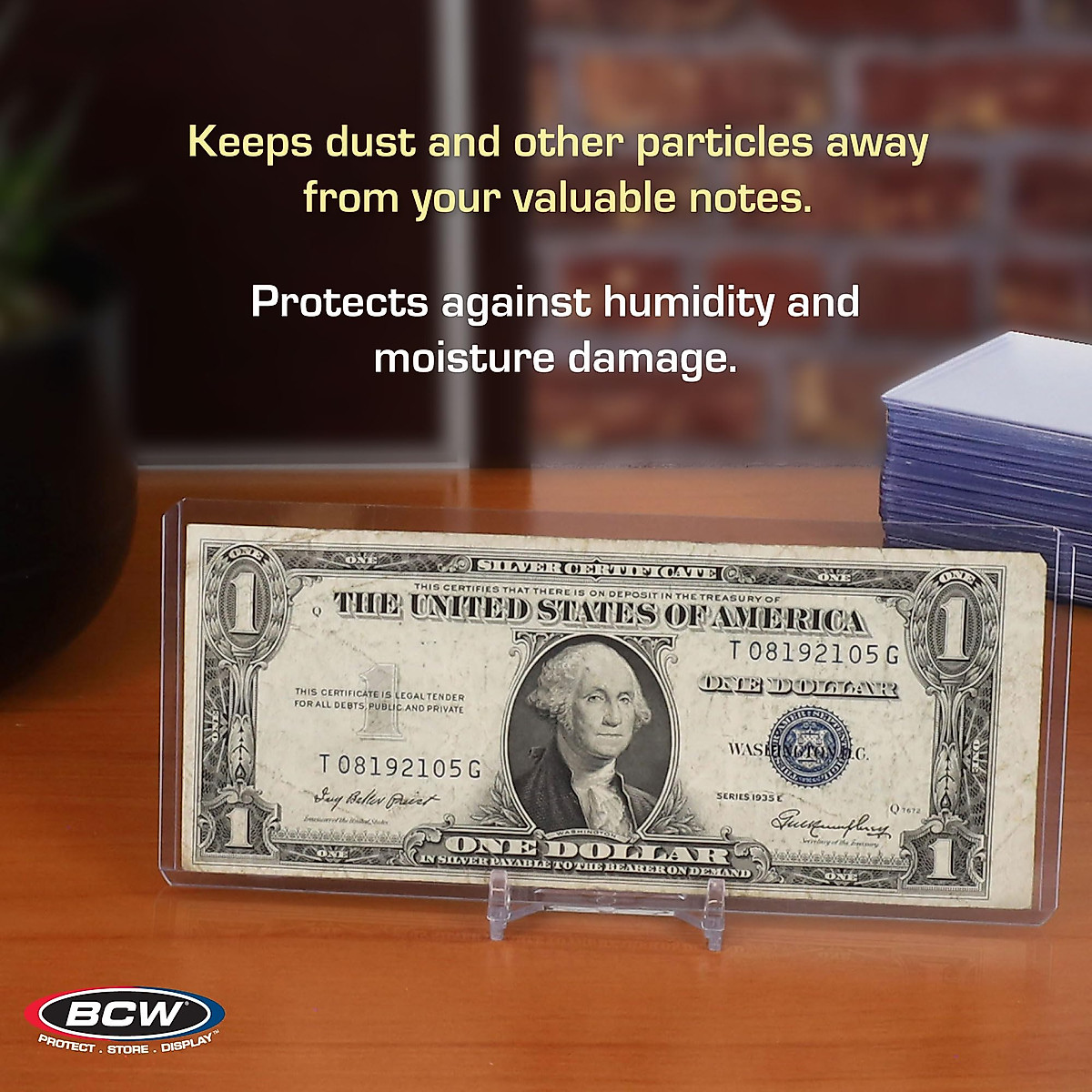 BCW Currency Topload Holder for Regular Bills, Clear, 25-Count