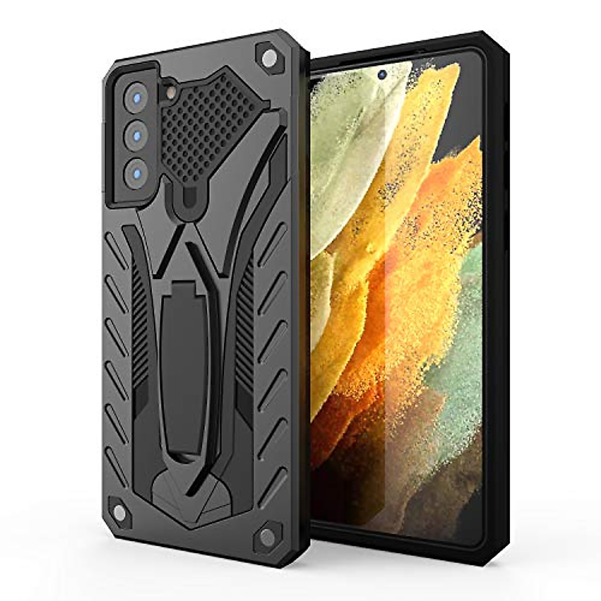 Kitoo Designed for Samsung Galaxy S21 Plus Case with Kickstand 5G, Military Grade 12ft. Drop Tested - Black