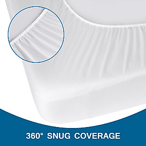 Twin Fitted Sheet Soft Twin Size Fitted Sheets for Kids Up to 12 Inches Deep Procket, Single Size Bed Mattress Sheets Stretchable and Breathable Jersey Knit Cover, Bottom Sheet Only, White