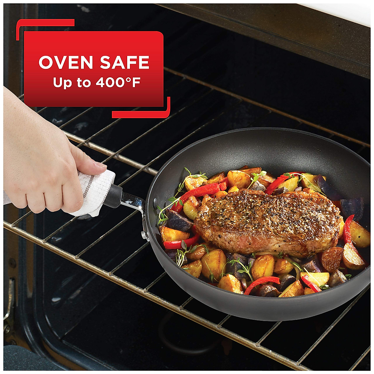 T-fal, Ultimate Hard Anodized, Nonstick 10.25 In. Square Griddle, Black, , 10.25 Inch, Grey