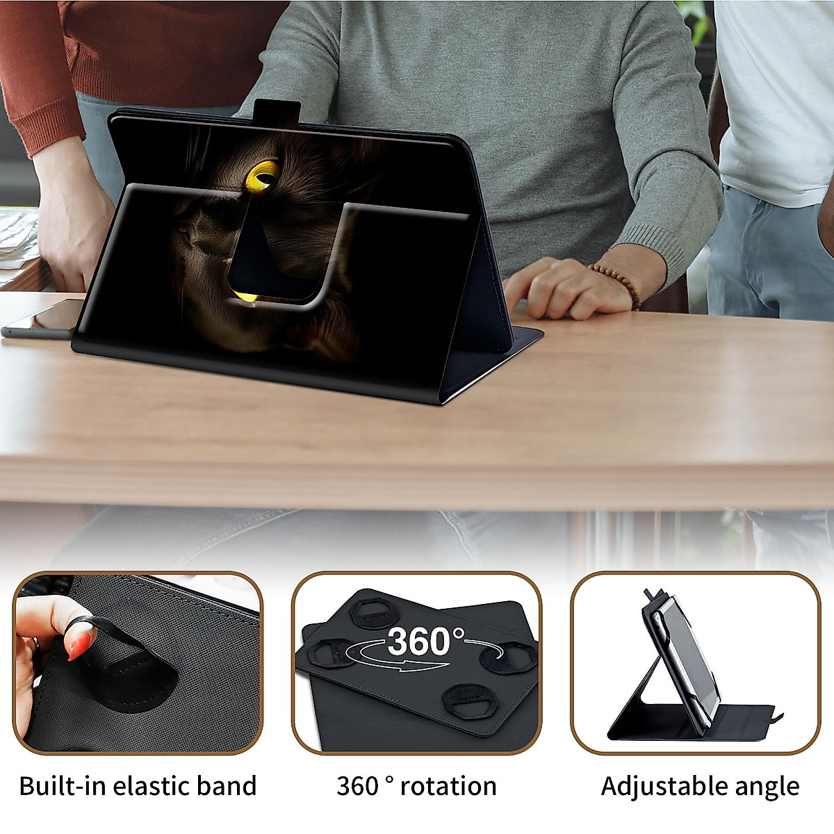 Case for TECLAST T40S Tablet 10.4 Inch,360 Degree Rotating Case Protective Cover with Kickstand and with Magnetic Closure,for TECLAST T40S Tablet 10.4 Inch,Cute Wild Cat