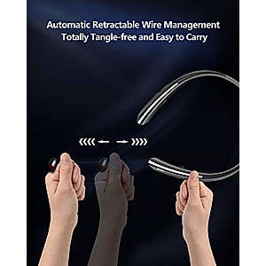 Bluetooth Headphones, Bluetooth 5.0 Wireless Neckband Headphones with Retractable Earbuds,Noise Cancelling Stereo Headphones Waterproof Sport Headset Call Vibrate Alert Earphones with Mic (Black)