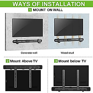 USX MOUNT Universal Soundbar Mount Sound Bar Mounting Bracket to TV, Soundbar Wall Mount Fits 3 Options with Hole/Without Hole Installation, Extendable 3.4-6.06" No-Slip Base Holder, Max VESA 600x400