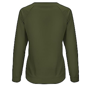 LAWOR Womens Short Sleeve Blouses 2023 Fashion Sudaderas cuello redondo y estampado girasoles para mujer suéteres holgados de manga larga para otoño e invierno A1-Army Green Small