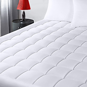 Utopia Bedding King Mattress Pad, Quilted Fitted Premium Mattress Protector, Deep Pocket Mattress Cover Stretches up to 16 Inches, Fluffy Pillow Top Mattress Topper (78x80 Inches, White)