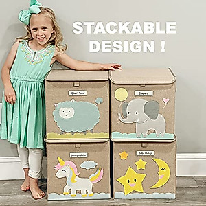 Curation Park Storage Cube Box || Collapsible Canvas Bin Chest with Flip-Top Lid and Name Label || Perfect Organizer