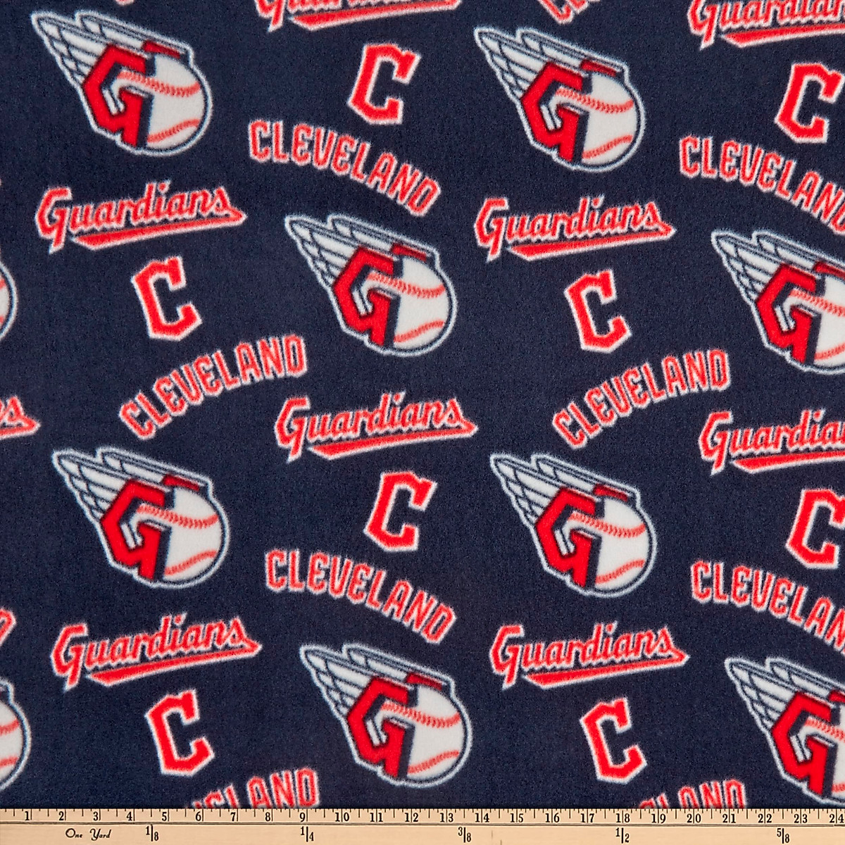 MLB Fleece Cleveland Guardians Blue Fabric by The Yard