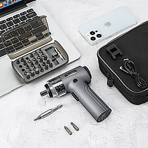 RARTOP Electric Screwdriver, Screwdriver Set with LED Light, 3.7V Cordless Screwdriver, 1/4'' Torque Screwdriver Bits S2 Steel, Max 5N.m, 30PCS Screwdriver Bit Set for Home DIY