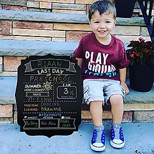 First Day of School Board, Wooden Double-Sided, First and Last Day of School Hanging Chalkboard Sign, 1st Day of Kindergarten Preschool Chalkboard Photo Prop, Back to School Gifts for Kids Boys