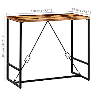 AJSEOYBS Dining Table Mid-Century Vintage Kitchen Table for Person for Dining Room Balcony Cafe Bar,Bar Table Solid Reclaimed Wood 47.2"x23.6"x41.7"