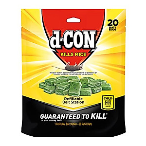 D-Con Refillable Mouse Bait Station, 1 Bait Station + 20 Refills