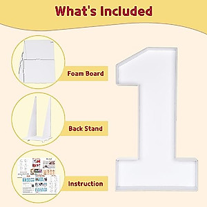 imprsv 3FT Mosaic Numbers for Balloons, Balloon Mosaic Number Frame, Marquee Number 1, One Balloon for First Birthday, 1st Birthday Decorations, First Anniversary Decor, Large Cardboard Numbers