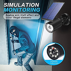 WaitScher Fake Security Camera Outdoor, Solar Powered Bullet Dummy, Simulated Surveillance CCTV with Realistic Red Light, 360° Rotatable Solar Motion Sensor Light, 3600mAh Super Bright LED Waterproof