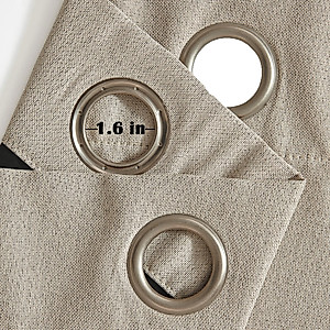 jinchan Linen Textured Curtain for Living Room Darkening 84 Inch Long Bedroom Curtains Thermal Insulated Curtains Greyish Beige Curtains Grommet Top Window Curtains 1 Panel