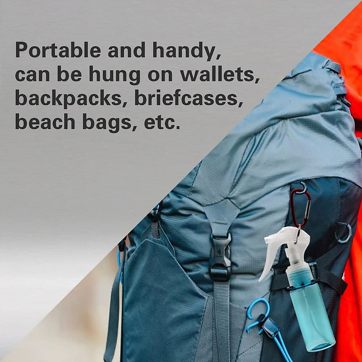 empty spray bottle for hand sanitizer, travel bottle with keychain ,small spray bottle, mini spray bottle, empty spray bottle with leak-proof and refillable, 5pcs（2oz/60ml）