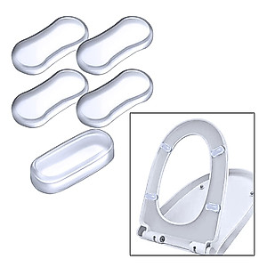 Bidet Toilet Seat Bumpers, Universal Toilet Seat Buffer,Toilet Lid Rubber Bumpers with 2 Size,Bidet Bumpers with Strong Self Adhesive(Clear, 4 for Toilet Lid, 1 for Toilet Water Tank)