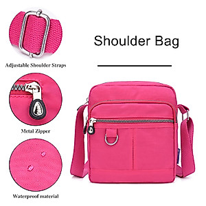 jinghuiyue Shoulder Handbags for Women Multiple Pockets Crossbody Purse Bags Waterproof Nylon Messenger Bag(Black)