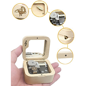 Sinzyo Sailor Moon Music Box Vintage Wood Carved Wind Up Musical Box Gift for Christmas,Birthday,Valentine's Day(Musical Note Walnut Box)