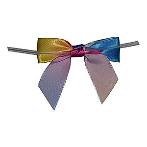 Liitos Twist Tie Bows 100 Pack Rainbow Colors, mix color Red, Orange, Pink, Blue, Green, Purple, Yellow, PreTied Bows for Treat Bags or Wrapping Any of Your Ideas, Amazing for Wrapping Candy and Gifts