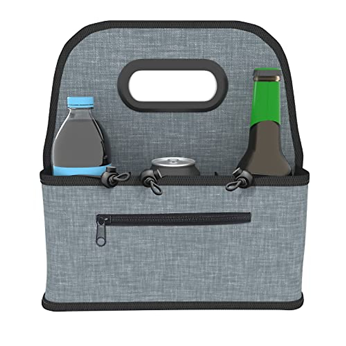 Portable Coffee Cup Holder Reusable Drink Carrier Delivery Go Bag for 6 Cup Collapsible Tote Bag with Organizer Pockets Detachable Dividers, with Single Drink Tote Bag