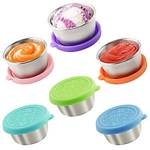 6x1.6 Oz Salad Dressing Containers With Lids, Small Leakproof Reusable Stainless Steel Salad Dressing Container To Go For Lunch Boxes,Sauce containers, Picnics,Travel Meal Prep And Kitchen Storage.