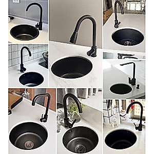 Stainless Steel Single Bowl Mini Round Kitchen Sink with Drain Accessories for Home Bar - Compact and Durable(black)