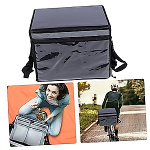 ULTECHNOVO 1pc Box Takeaway Box Large Container Insulated Aluminum Lunch Bag Pizza Warmer Bag Foldable Grocery Bags Wick Holders for Oil Lamps Insulated Casserole Carrier Hardcore Black