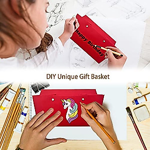 Baskets For Gifts Empty, 5 PCS Red Gift Bags With Handles DIY Kit, Gift Basket Empty To Fill Bulk For Party Favors Wedding Birthday Christmas Valentines Holiday Thank You