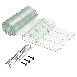 PATIKIL 6.8' x 7.5" Plastic Vinyl Strip Curtain, Clear PVC Freezer Curtain with Mounting Bracket for Walk-in Freezer Coolers Door Warehouse, Transparent