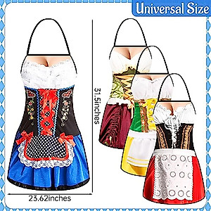 ZYP 4PCS Oktoberfest Apron for Woman,Female Funny Novelty Apron for German Oktoberfest Party Costume,Couples Cooking Dirndl Apron for Bavarian Beer Festival