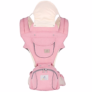 Ergonomic Baby Hip Seat Carrier Baby Waist Stool for Newborn Child Infant Toddler with Cool Air Mesh Windproof Babyhood Comfortable Insert (Pink)