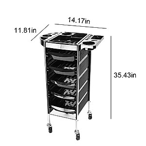 OmySalon Salon Trolley Cart with Wheels, 5 Drawers, Hair Cart Rolling Storage Organizer Barber Station, Salon Cart for Hair Stylist