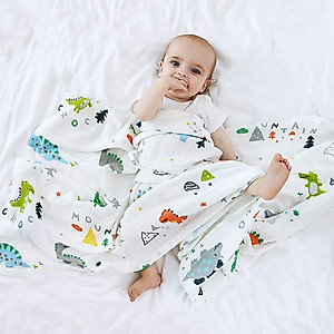 2 Pack Muslin Baby Swaddle Blanket Baby Nursery Bath Towel 6 Layers 43.3'' by 41.3'' Super Absorbent Premium Soft Natural for Sensitive Skin Baby 100% Organic Cotton