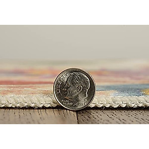 Linon The Anywhere Indoor Outdoor Washable Folly Ivory & Pink 5' X 7' Area Rug