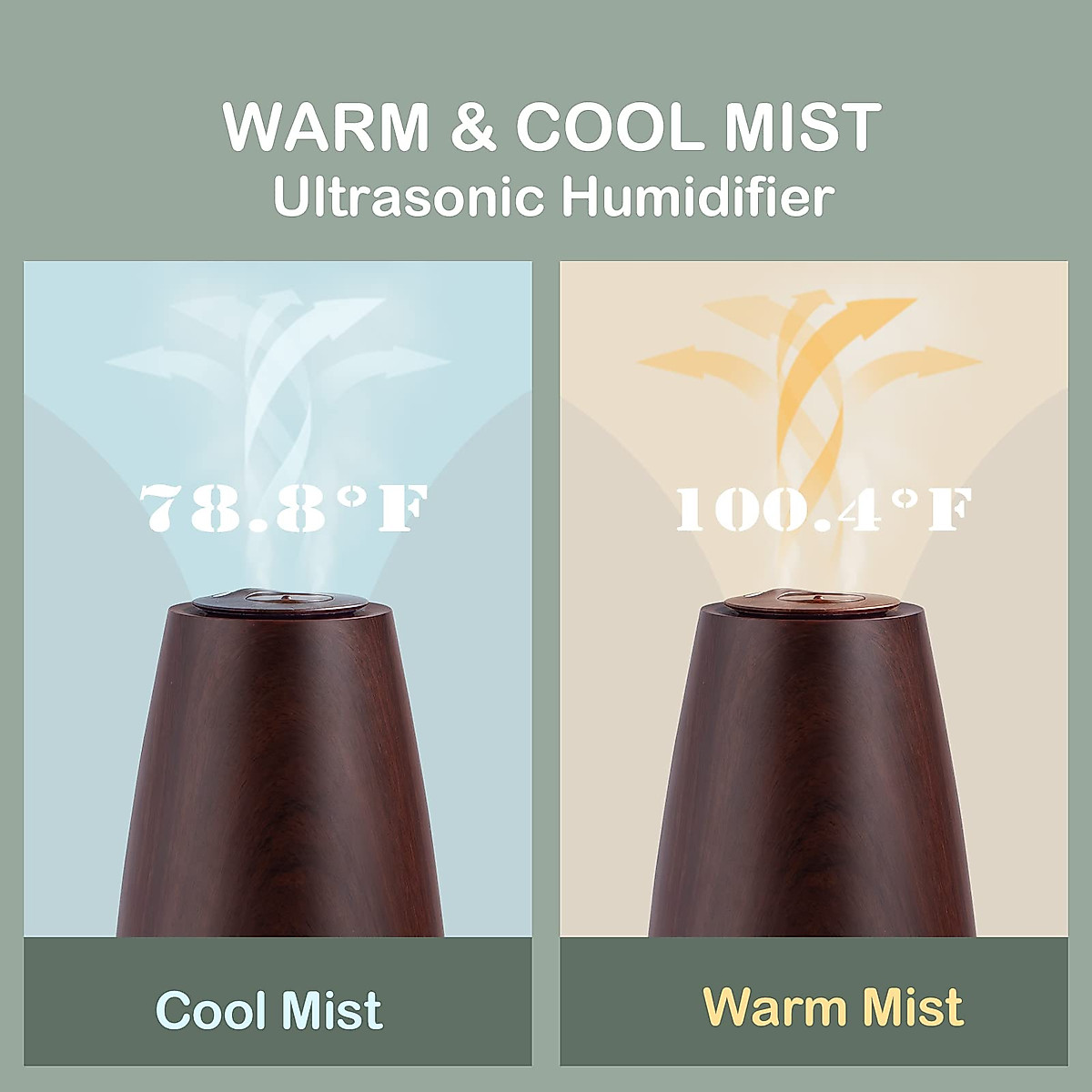 Cool Mist Humidifier，Elecameier Air humidifier for Home/Bedroom with Remote Control 2.3L Smart Air Humidifier for Desk/Office/Bedroom 25dB Whisper Quiet with Auto Shut off dark wood