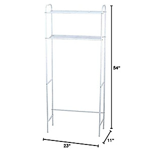 Home Basics 2 Tier Over The Toilet Bathroom Space Saver, Metal Bathroom Shelf Storage Unit, Anti-rust, White