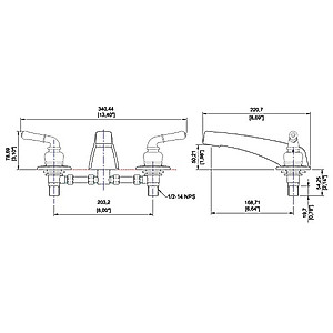 Laguna Brass 3340CP Mobile Home Two Handle Non-Metallic Adjustable Garden Tub Filler, Chrome Finish