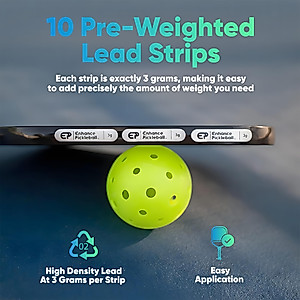 Enhance Pickleball Lead Tape - 3g Weighted Lead Strips, Highly-Adhesive & Easy to Apply Lead Tape for Pickleball Paddles, More Power and Control