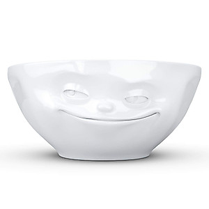 FIFTYEIGHT PRODUCTS TASSEN Porcelain Bowl, Grinning Face Edition, 11 oz. White (Single Bowl) Medium Bowl for Soup Cereal