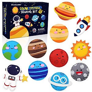 CiyvoLyeen Space Sewing Kit for Kids Solar System DIY Activity Kids Felt Craft Supplies for 7 8 9 10 11 12 Girls and Boys Educational Beginners Sewing Set of 11