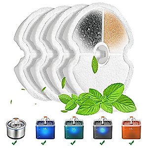 iPettie Water Fountain Carbon Filters for Stainless Steel Cat Drinking Fountain and Neverland Cat Water Fountain with LED Light, IP-670-F4, 4 Packs