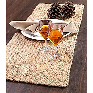 GLAMBURG Farmhouse Jute Burlap Table Runner 36 Inches Long, 13x36 Natural Jute Braided Table Runner, Organic Eco-Friendly Rustic Vintage Dining Table Runner