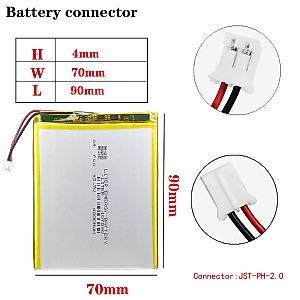 Liter energybattery 3.7V Lipo Battery 4000mAh Rechargeable Lithium ion Polymer Battery 407090 Lithium Polymer ion Battery with JST Connector