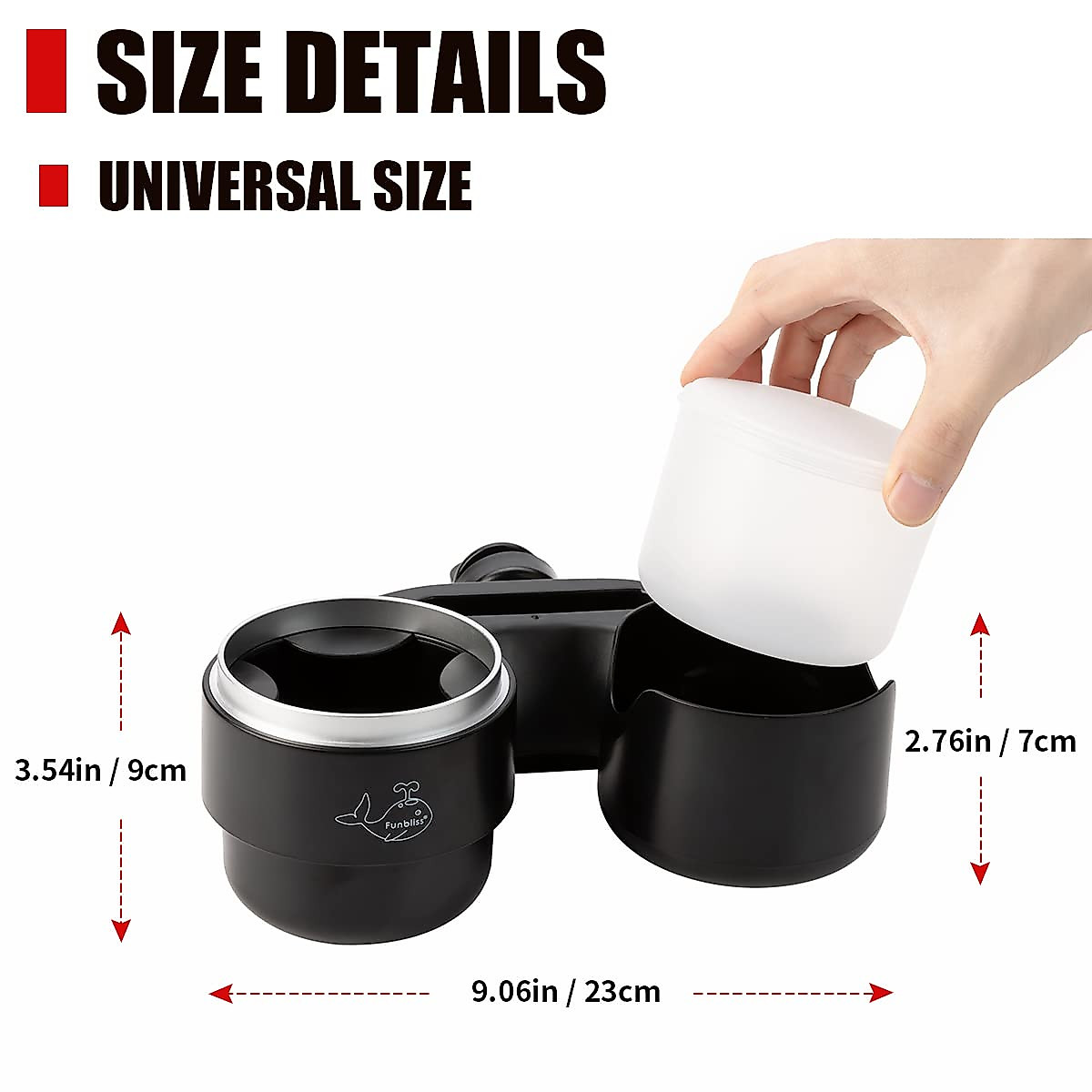 Funbliss Baby Stroller Parent Cup Holders - 4 in 1 Multifunctional Stroller Snack Tray with Phone Holder & Bonus Hooks - Removable Stroller Tray & Drink Holder,